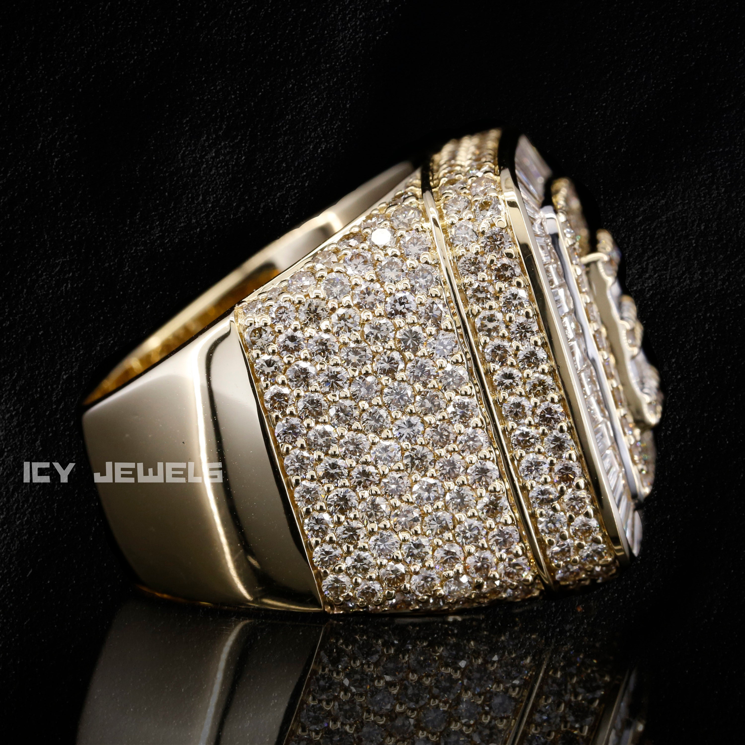 Iced Out Championship Ring for Men 10K Solid Gold Ring Mossanite ...