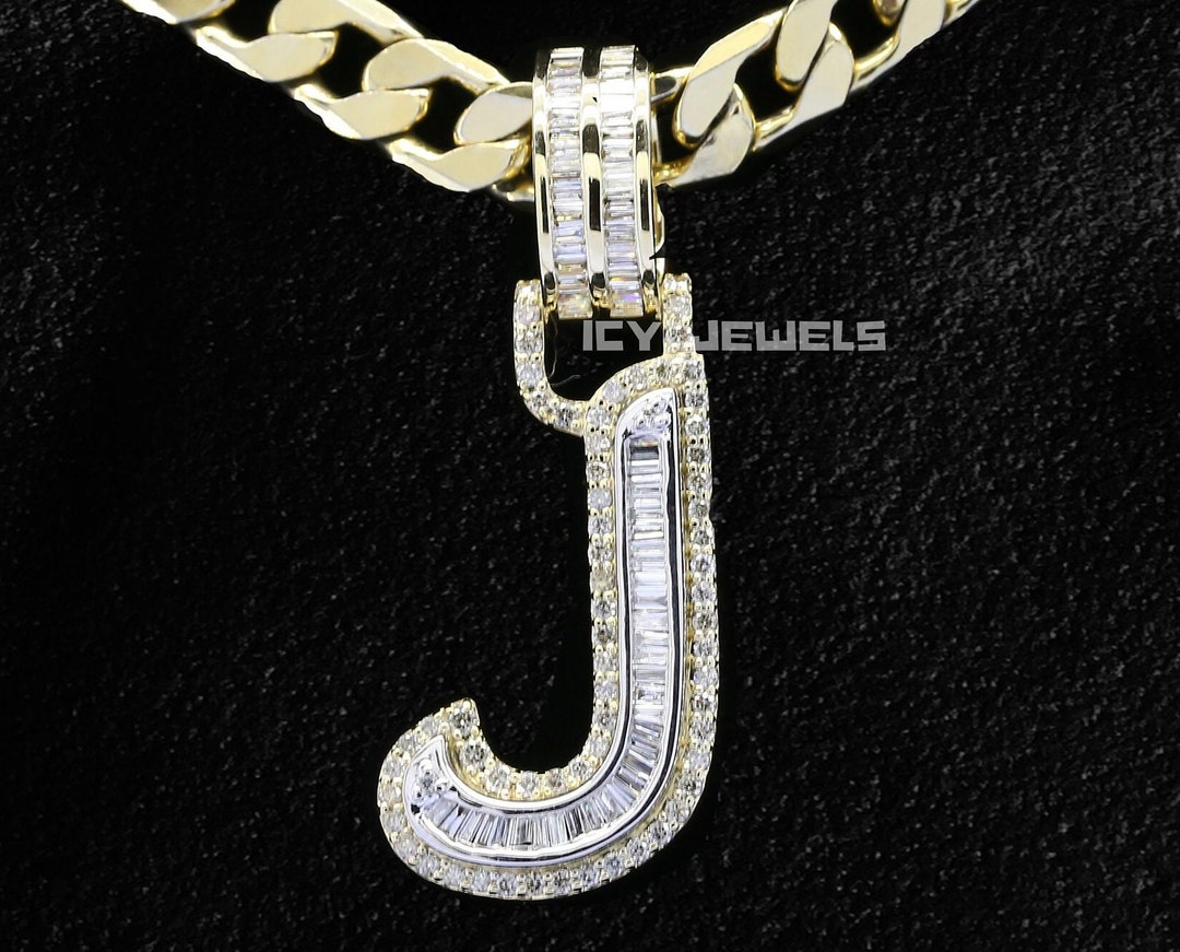 Customized Iced Out J Letter Pendant Moissanite Diamond - Etsy