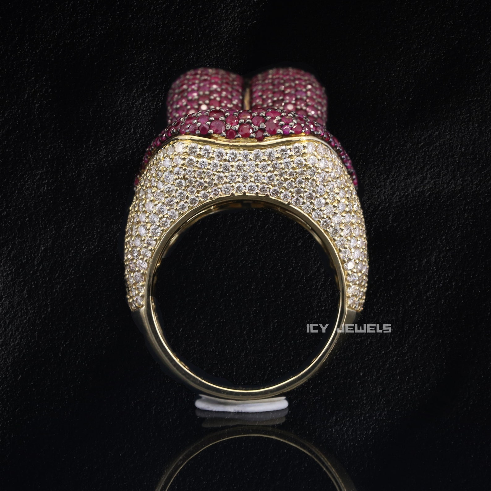 Iced Out Mens Hip Hop Tongue Lip Ring Rappers Moissanite Diamond Ring ...