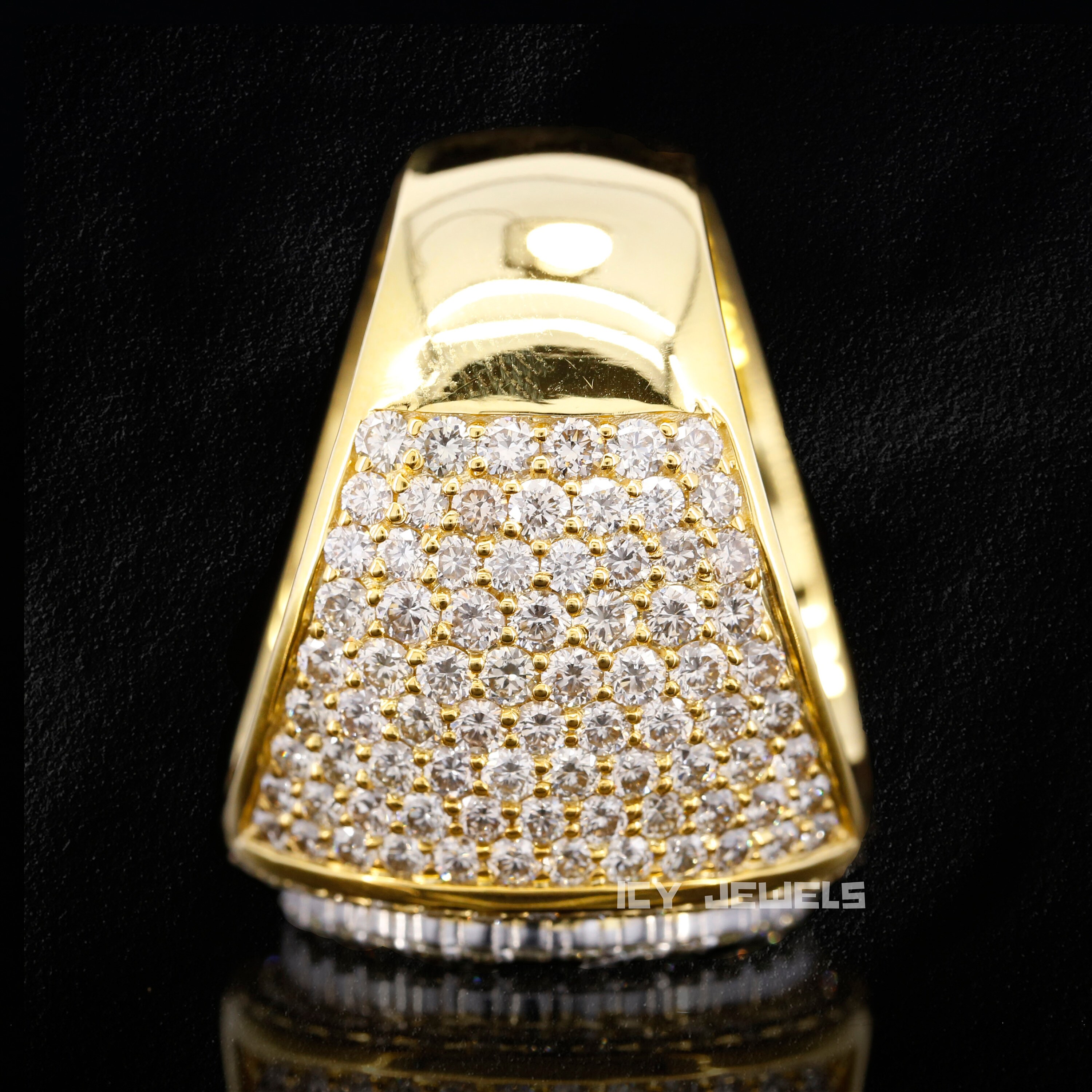 Custom Mens Moissanite Diamond Ring Iced Out Championship Ring 10K Gold ...