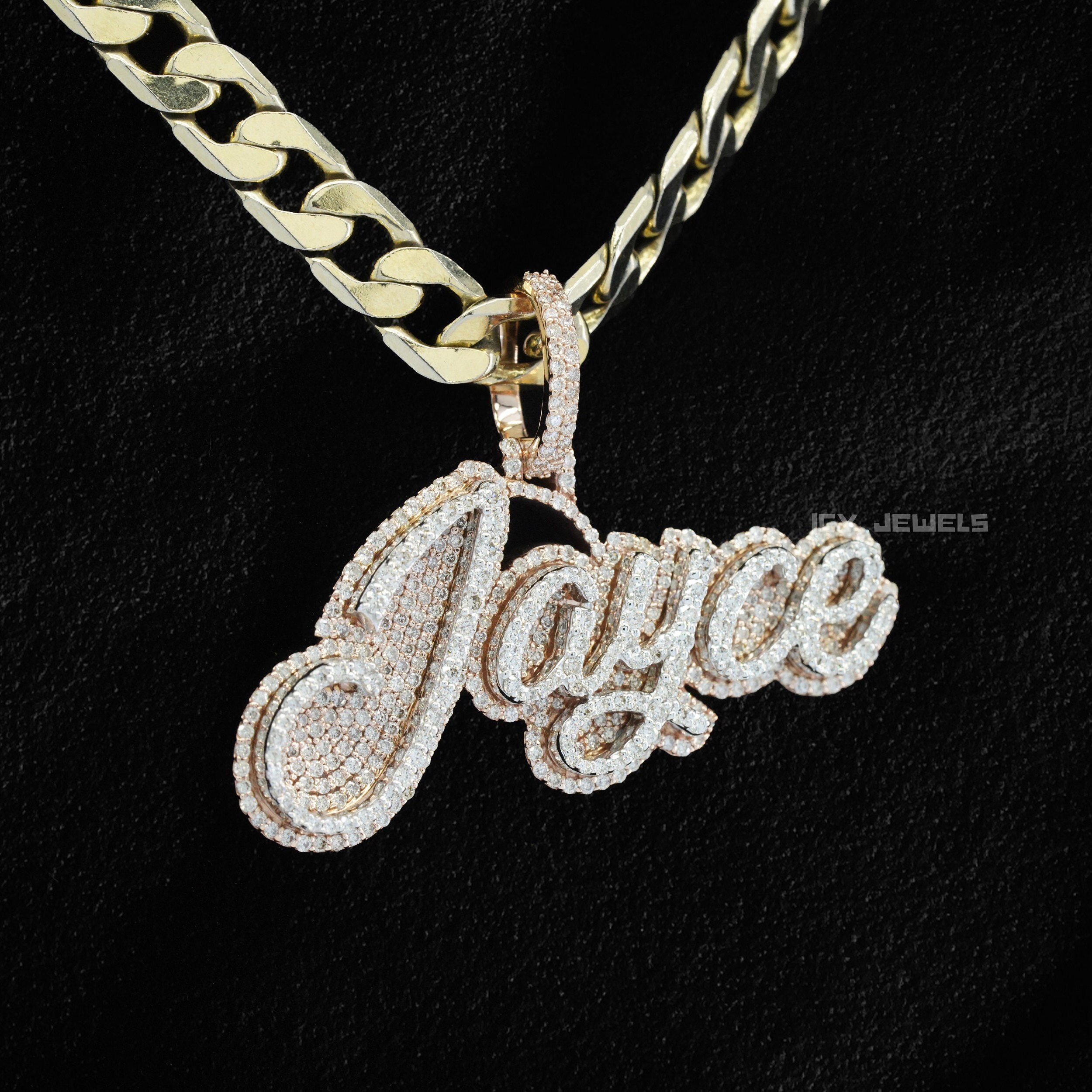 Iced Out Name Pendant for Men Custom 10K Gold Moissanite Letter Pendant ...