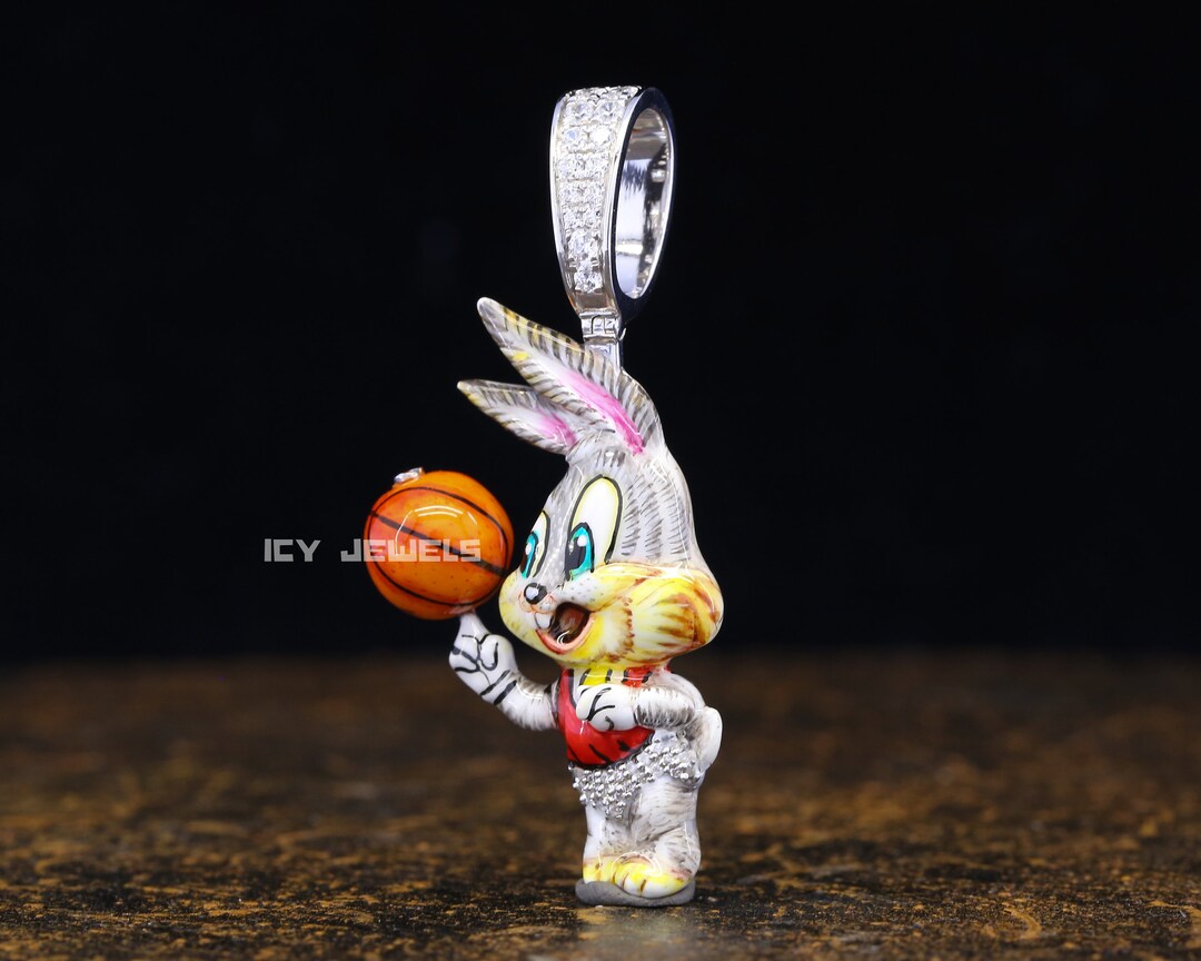 Customized Pendant VVS Moissanite Diamond Cartoon Pendant Bunny Enamel ...