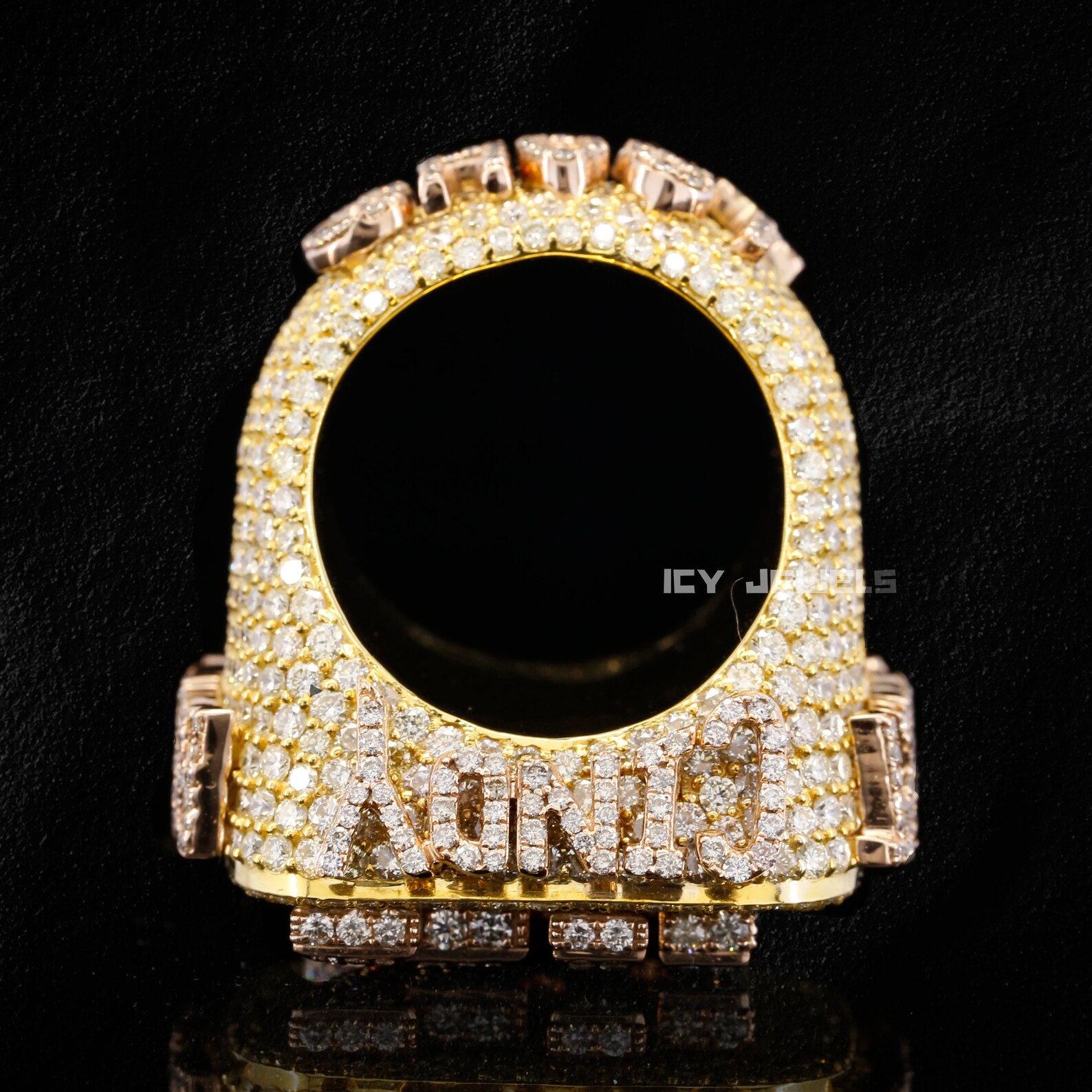 Iced Out Initial Logo Ring Custom Moissanite Ring Mens Pinky - Etsy