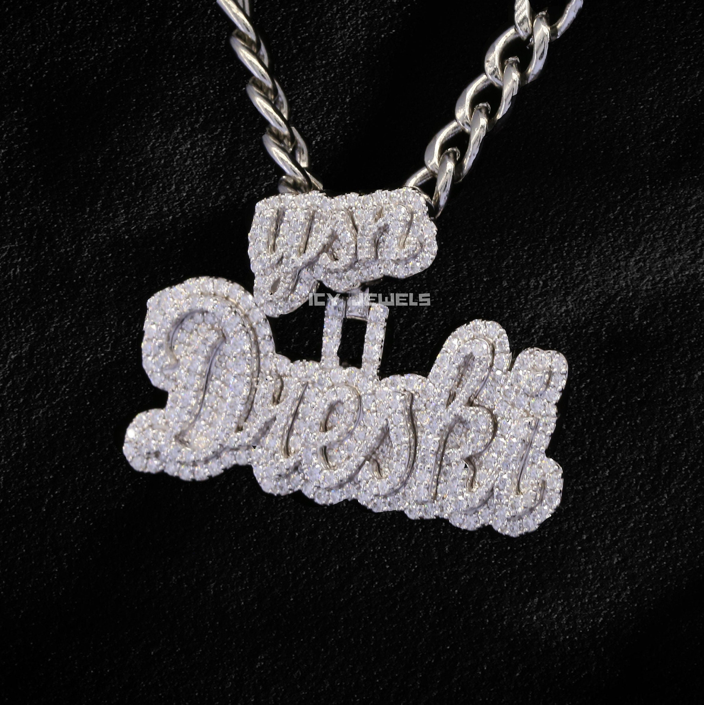 Customized Letter Pendant Fully Iced Out Name Pendant 925 Silver Logo ...