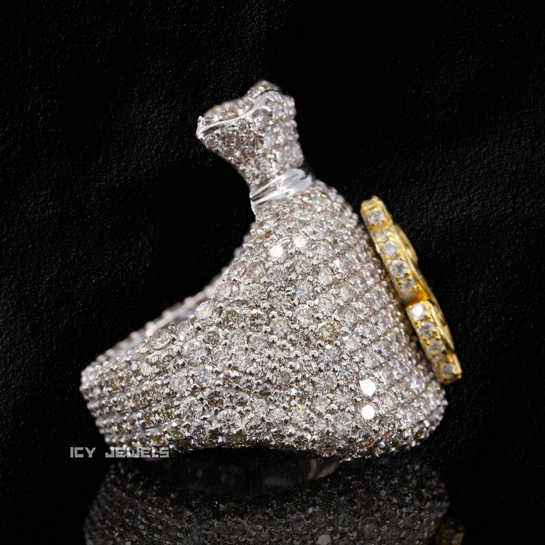 Icy Dollar Sign Diamond Ring for Men VVS Moissanite 10K Solid White ...