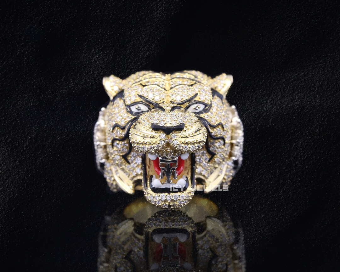 Iced Out Gold Tiger Head Ring VVS Moissanite Diamond - Etsy