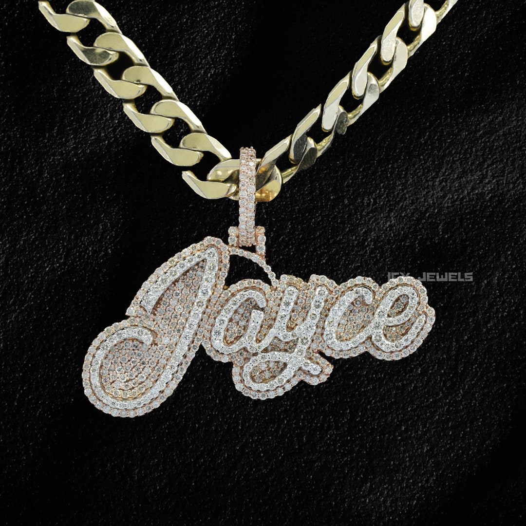 Iced Out Name Pendant for Men Custom 10K Gold Moissanite Letter Pendant ...