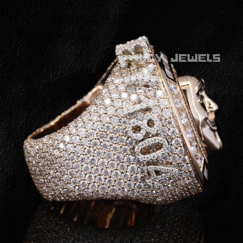 Iced Out Customized Joker Face Ring VVS Moissanite 10K Rose Gold Ring ...