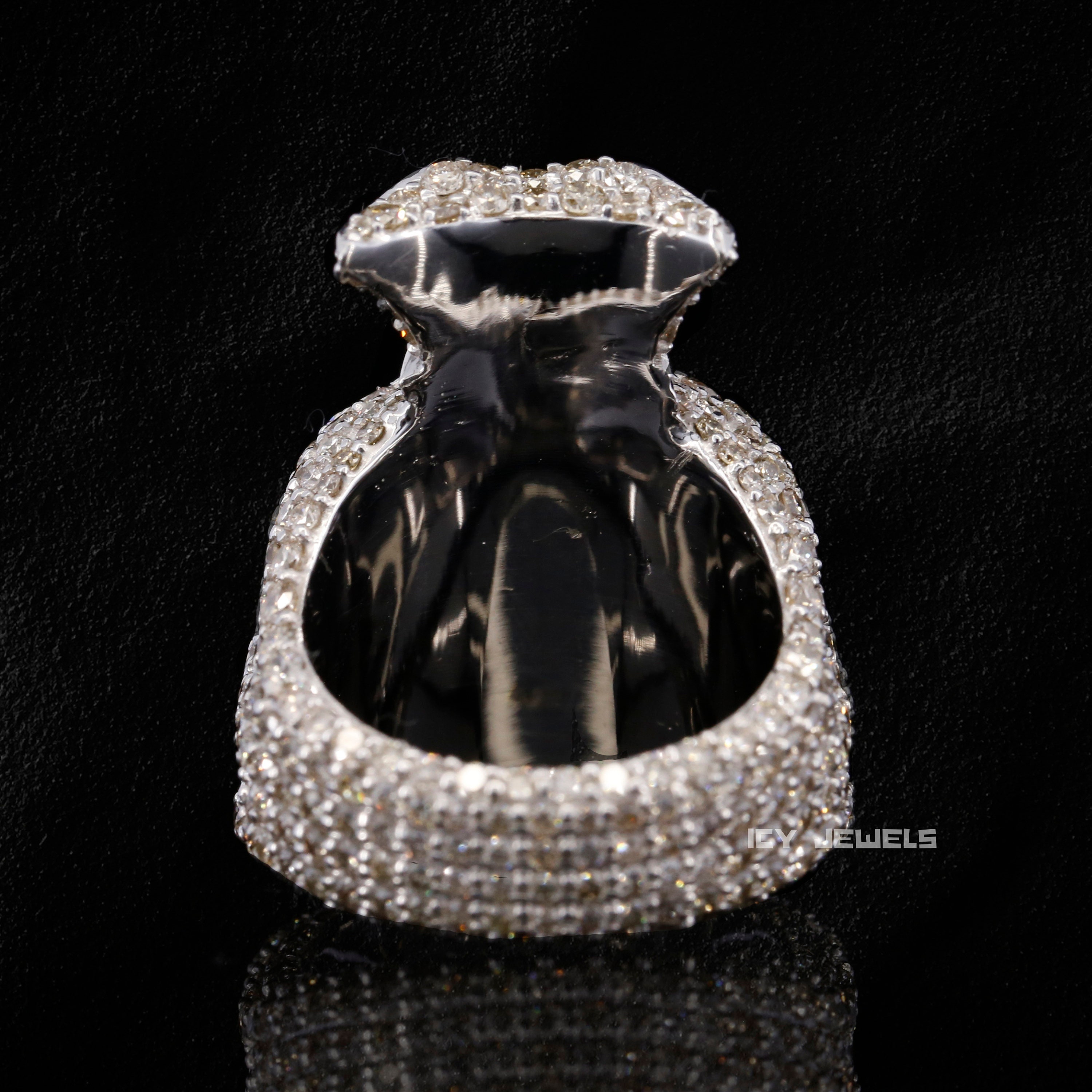 Icy Dollar Sign Diamond Ring for Men VVS Moissanite 10K Solid White ...