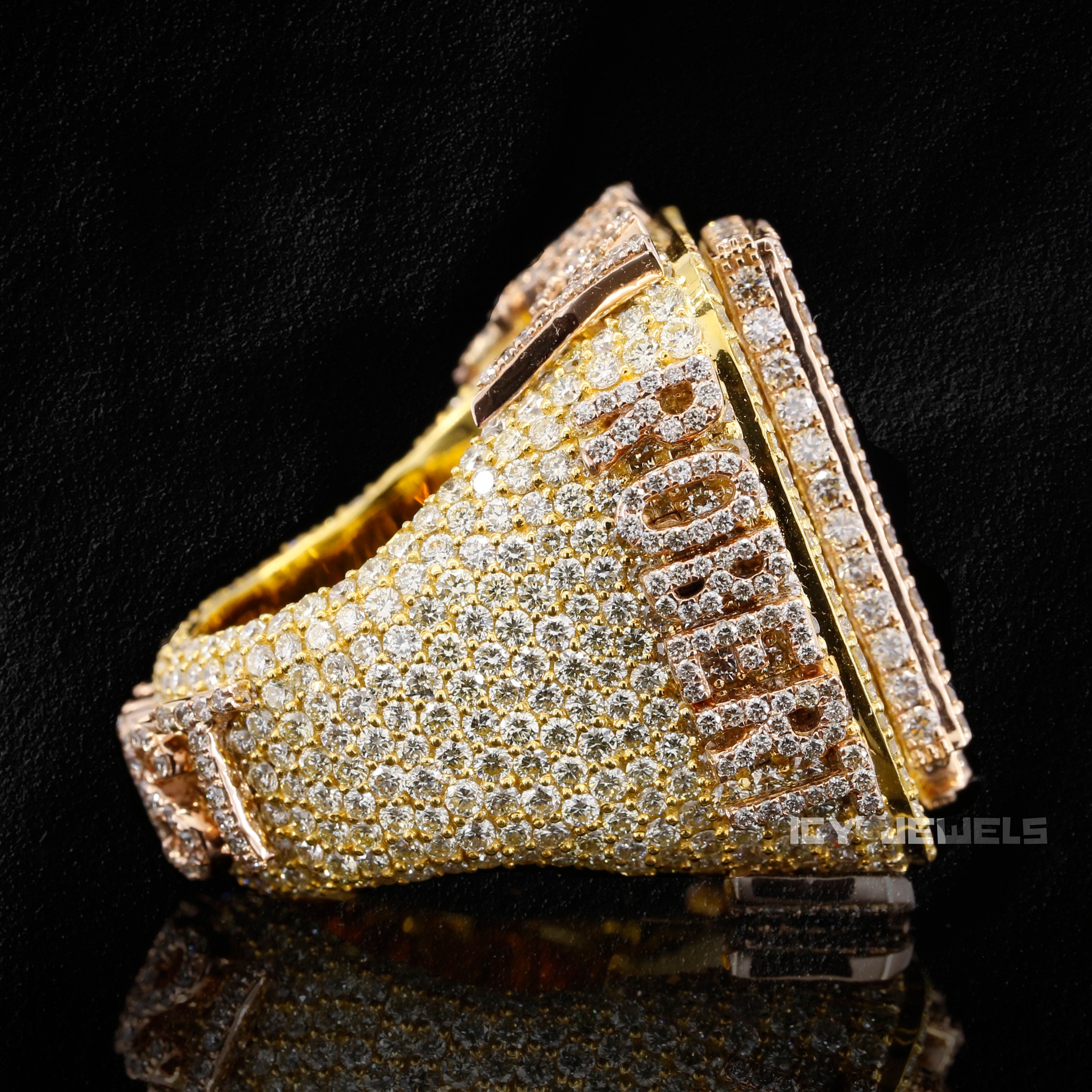 Iced Out Initial Logo Ring Custom Moissanite Ring Mens Pinky - Etsy