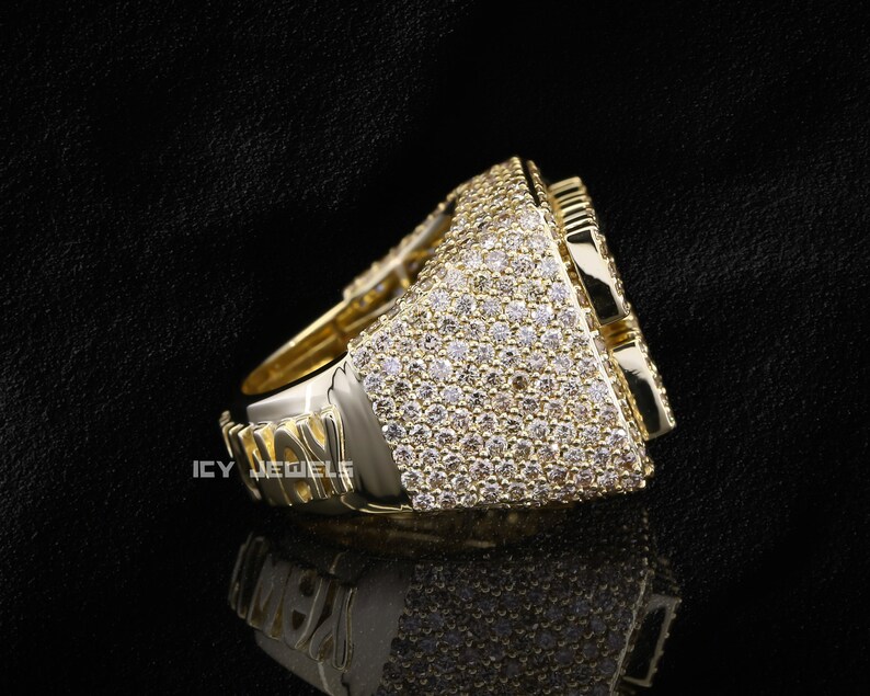 Fully Iced Custom Name Ring for Men Moissanite Diamond Ring - Etsy