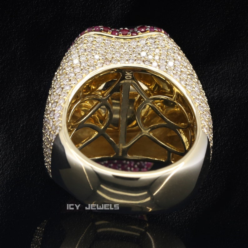 Iced Out Mens Hip Hop Tongue Lip Ring Rappers Moissanite Diamond Ring ...