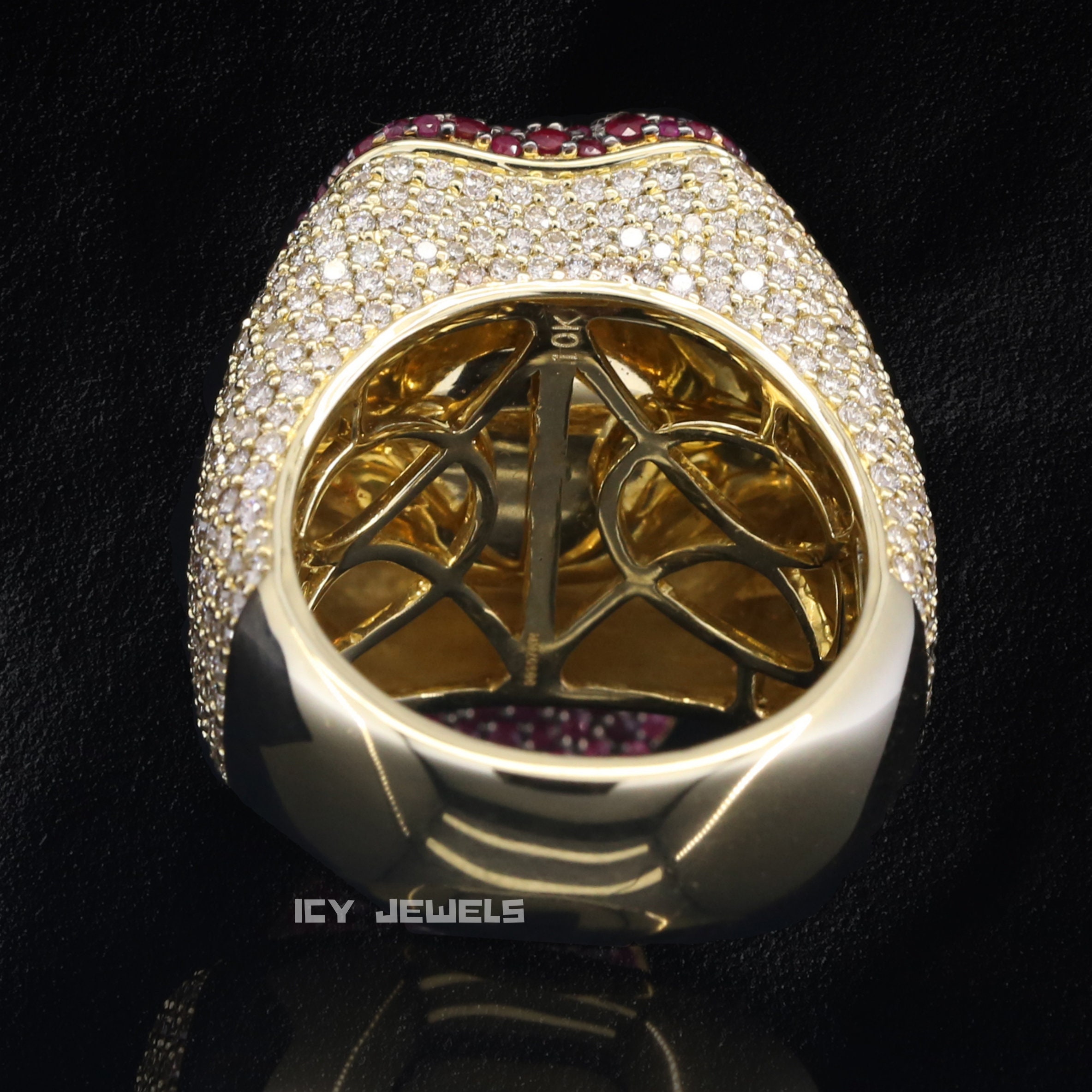 Iced Out Mens Hip Hop Tongue Lip Ring Rappers Moissanite Diamond Ring ...