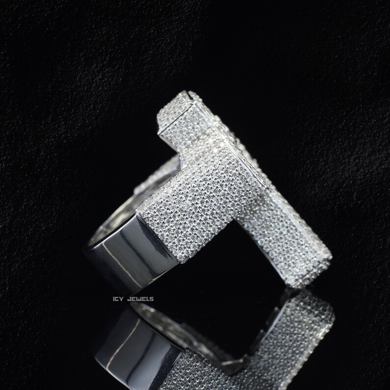 Mens Jesus Ring Fully Iced Out Jesus Ring Hop Hop Ring 925 Silver Iced Out Ring Custom Religious ...