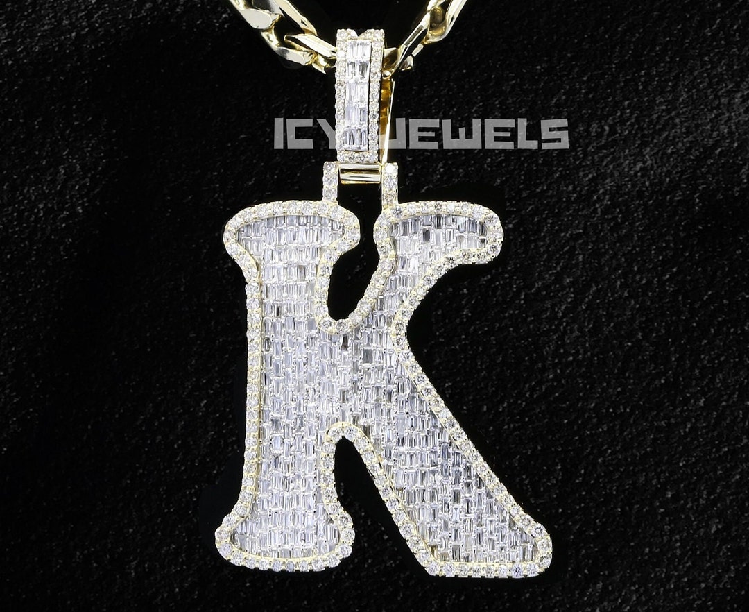 Initial K Letter Pendant 10K Solid Yellow Gold Custom - Etsy