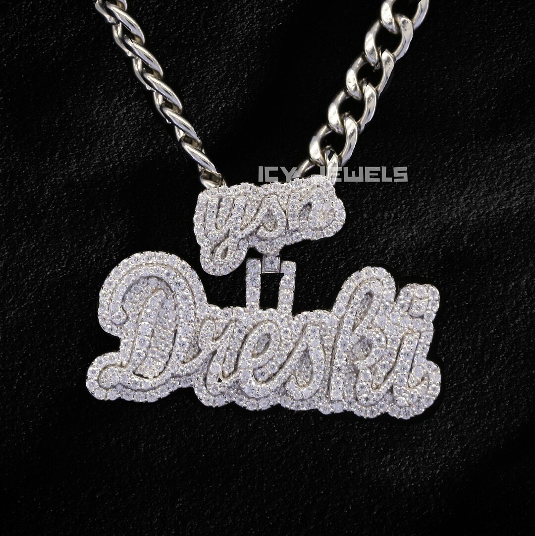 Customized Letter Pendant Fully Iced Out Name Pendant 925 Silver Logo ...