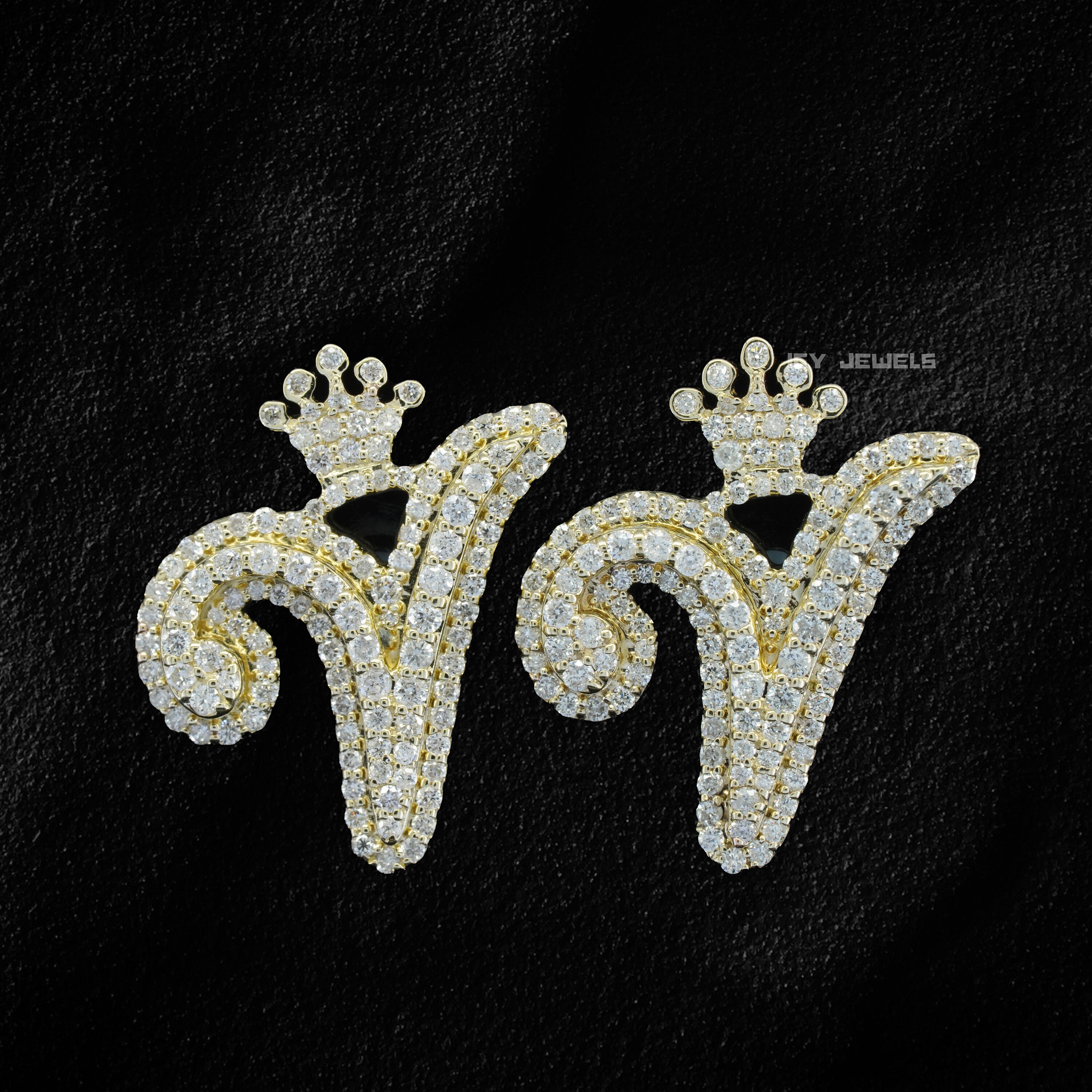 Custom Initial Letter Earrings Iced Out Unisex Earrings 10K Solid Gold ...