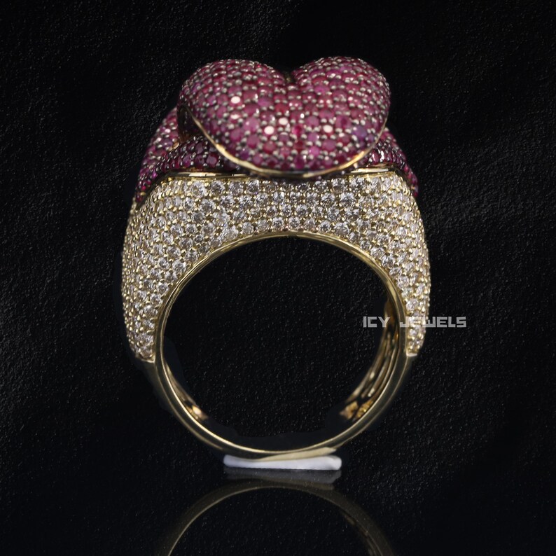 Iced Out Mens Hip Hop Tongue Lip Ring Rappers Moissanite Diamond Ring ...