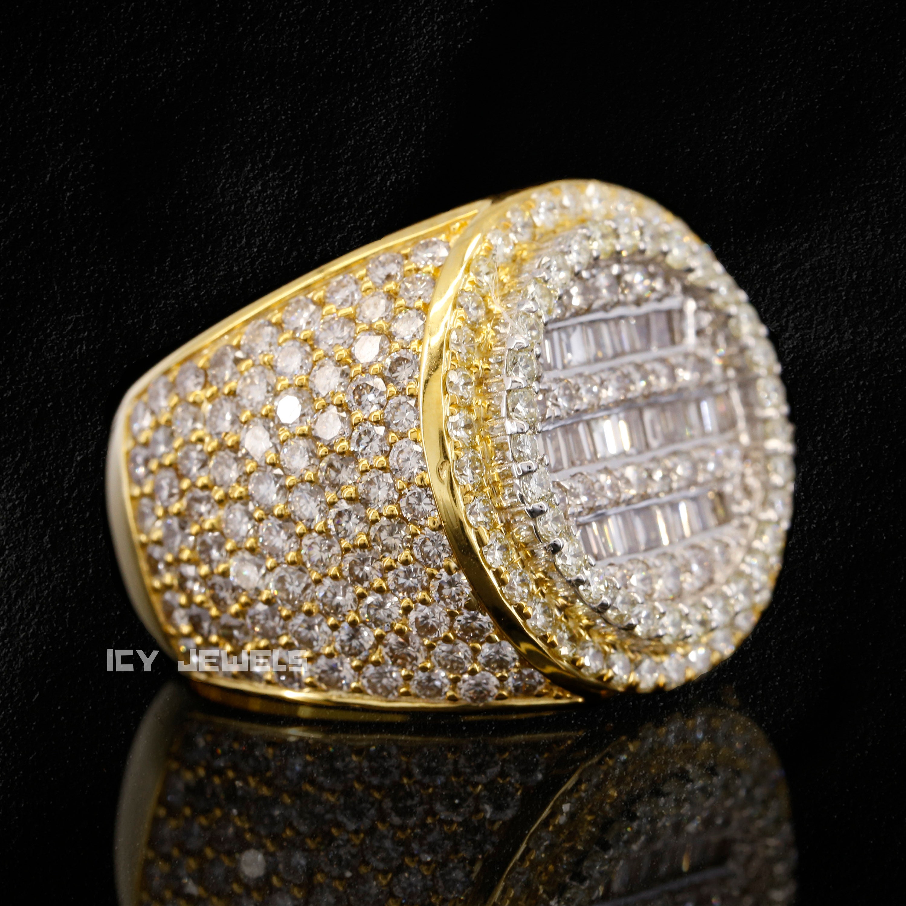 Custom Mens Moissanite Diamond Ring Iced Out Championship Ring 10K Gold ...