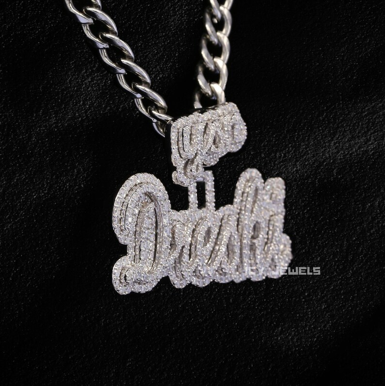 Customized Letter Pendant Fully Iced Out Name Pendant 925 Silver Logo ...