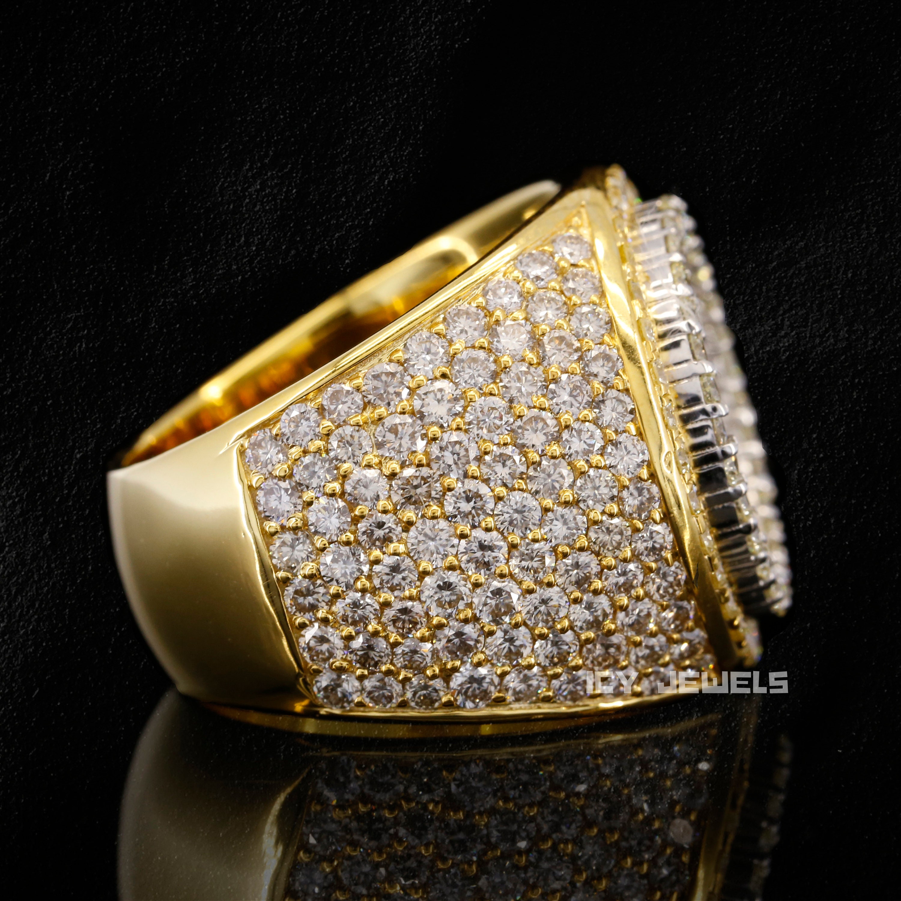 Custom Mens Moissanite Diamond Ring Iced Out Championship Ring 10K Gold ...