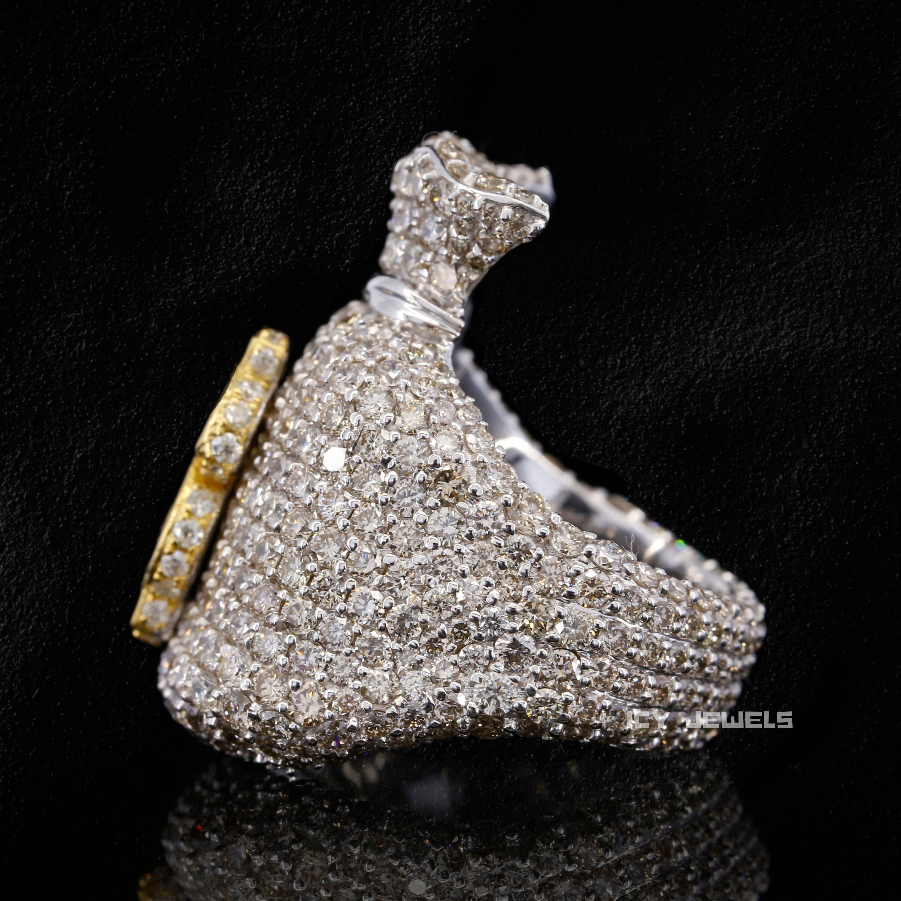 Icy Dollar Sign Diamond Ring for Men VVS Moissanite 10K Solid White ...