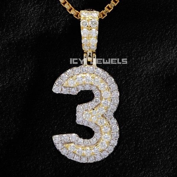 Iced Out Number Diamond Pendant - Etsy
