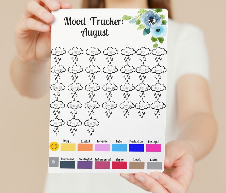 Digital Mood Tracker Printable, PDF Mood Tracker, Mood Journal Digital ...