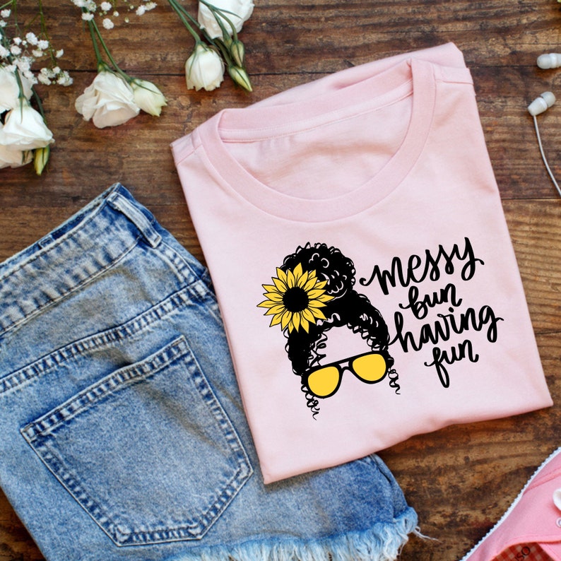 Sunflowers Mom Life Messy Bun Hair Sublimation Design Messy Etsy