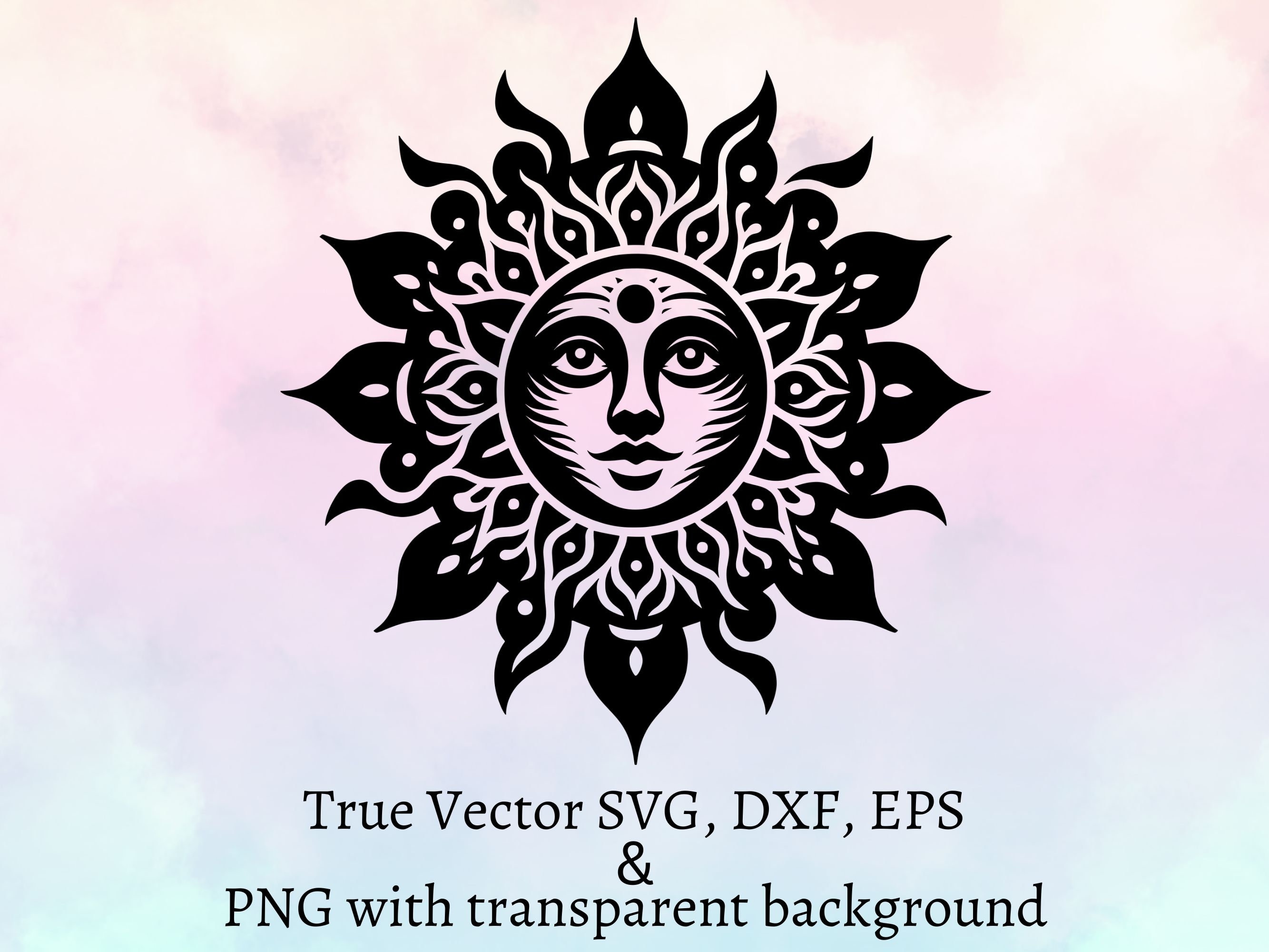 Mystic Sun Mandala SVG Bundle Celestial Boho Chic Cut Files Intricate ...