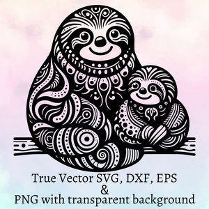 Charming Sloth SVG Bundle, Whimsical Floral Sloth Cut Files, Decorative ...
