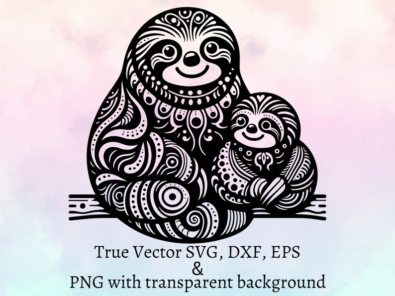 Charming Sloth SVG Bundle, Whimsical Floral Sloth Cut Files, Decorative ...