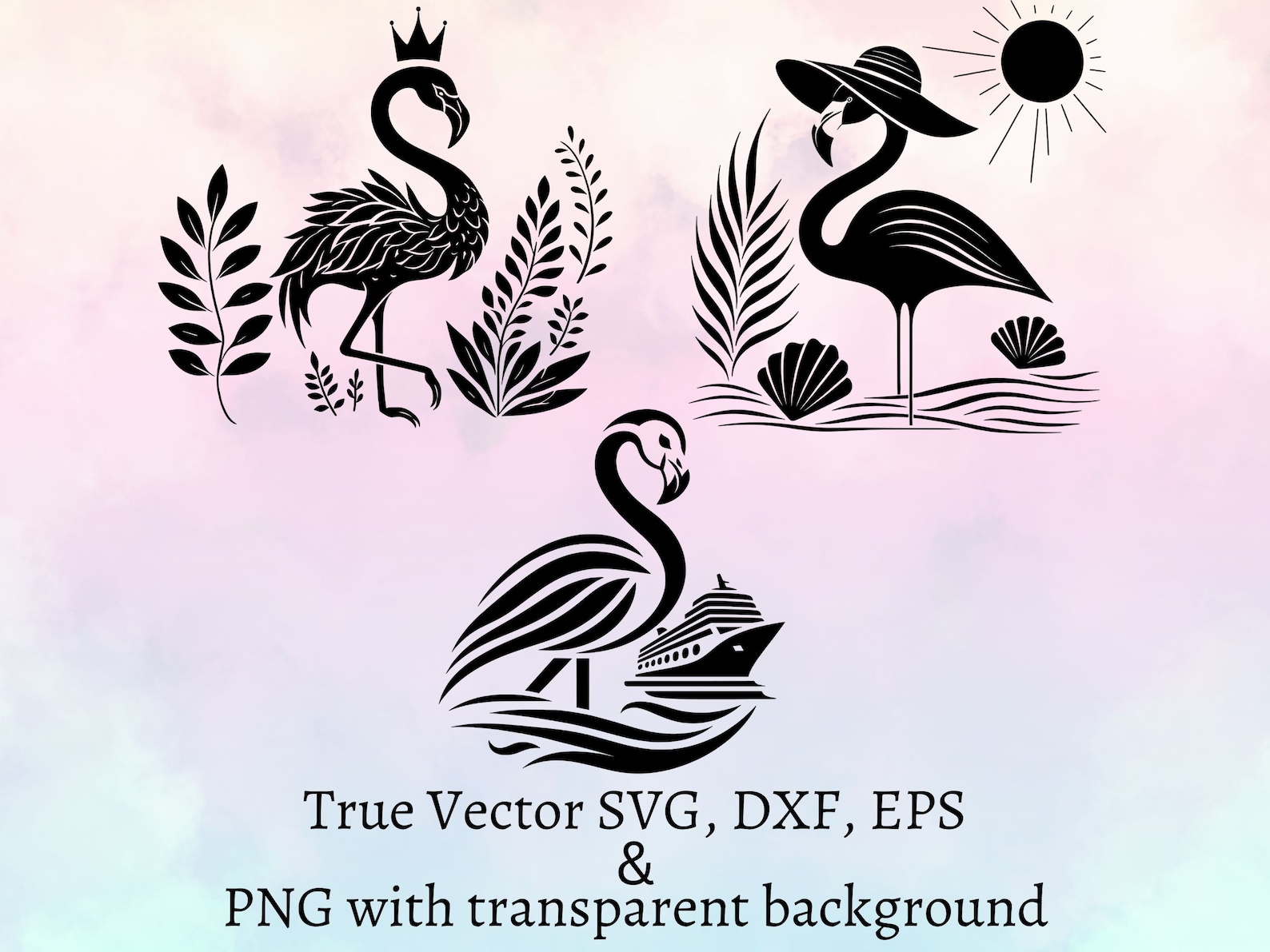 Fancy Flamingo SVG Bundle - Tropical Bird Designs, Perfect for ...
