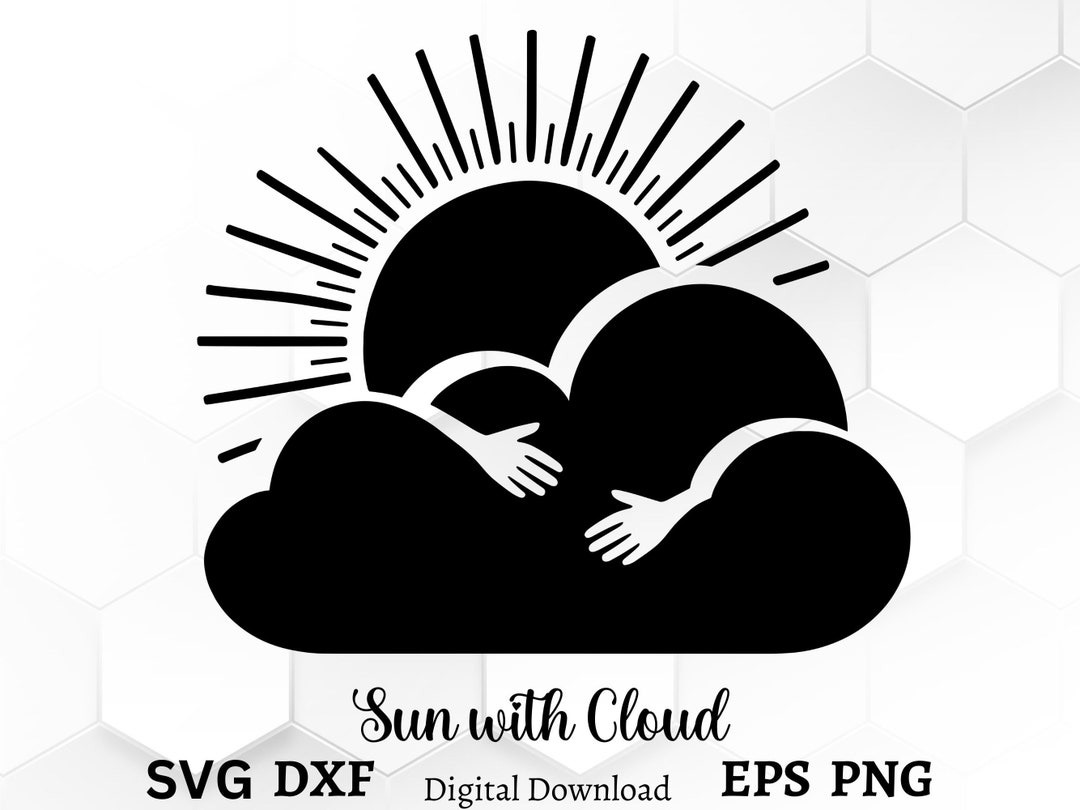 Cute Sun Hugging Cloud SVG, Adorable Weather Design for Cricut, Laser ...