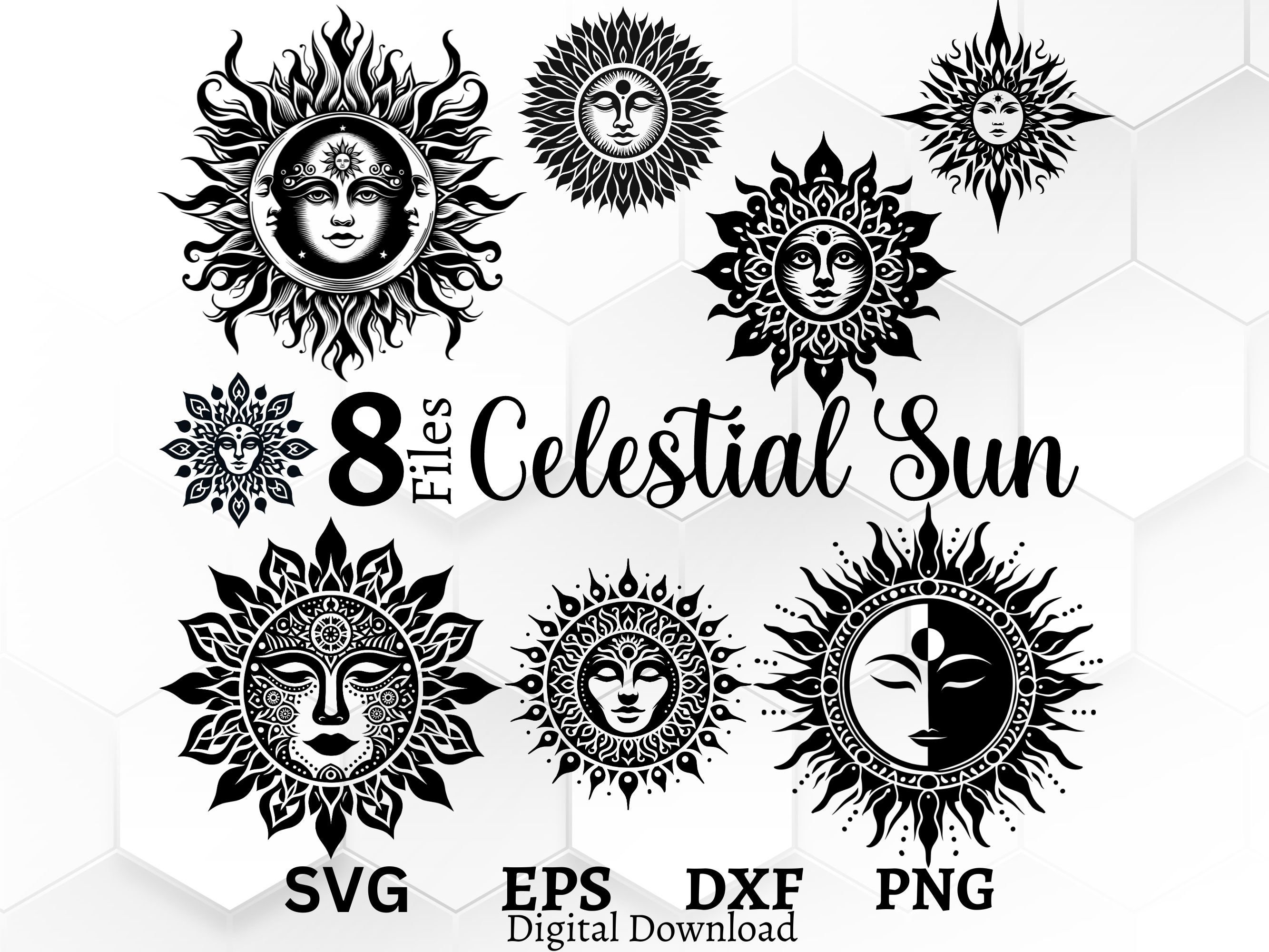 Mystic Sun Mandala SVG Bundle | Celestial Boho Chic Cut Files ...