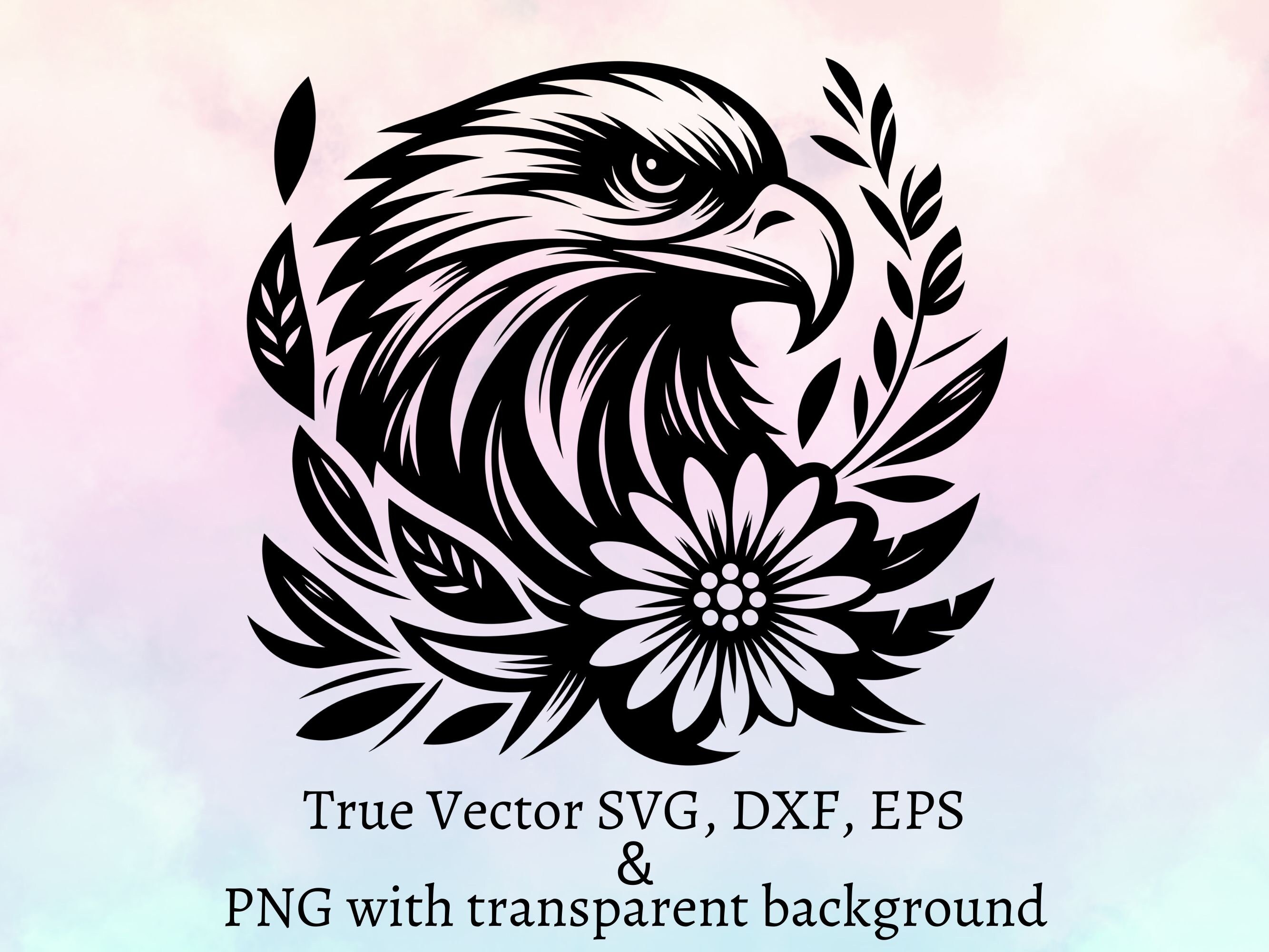 Elegant Eagle SVG With Floral Design: Perfect for Laser Cutting, Cricut ...
