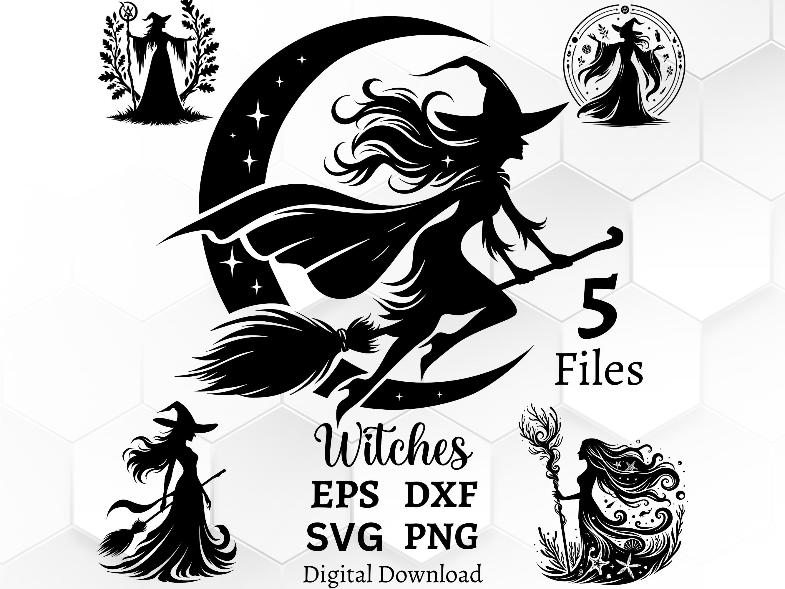 Mystical Witches SVG Bundle Enchanting Wicca & Druid Icons, Witchcraft ...