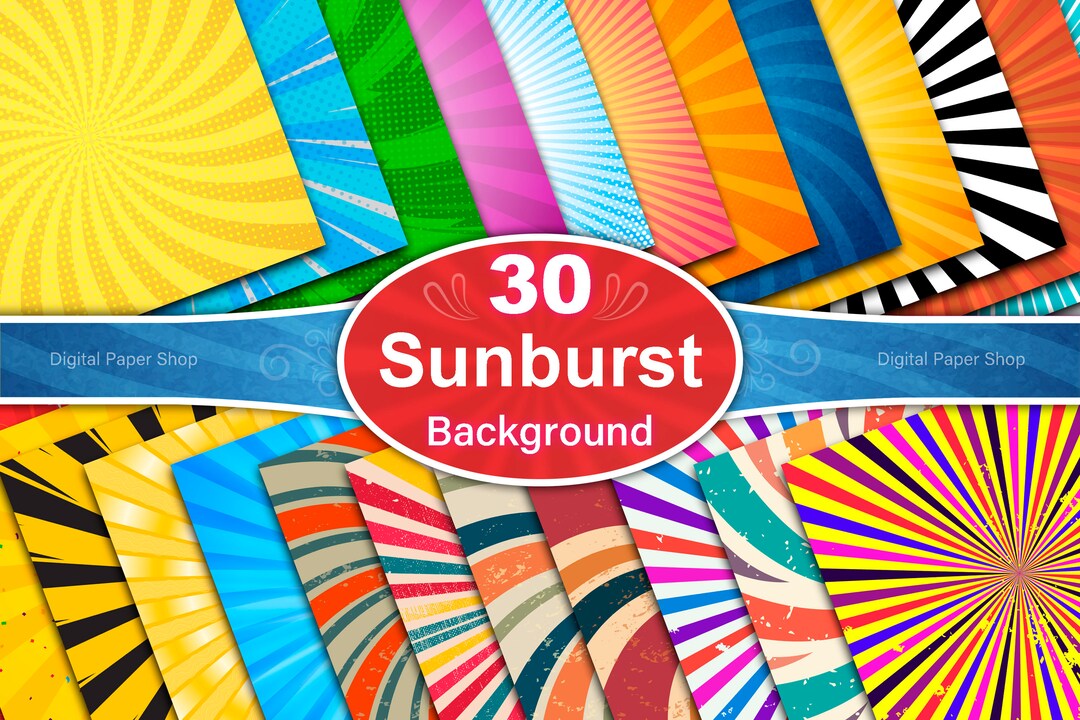 Sunburst Background, Radiant Rays Background, Starburst Digital Paper, Sunburst Digital Paper ...