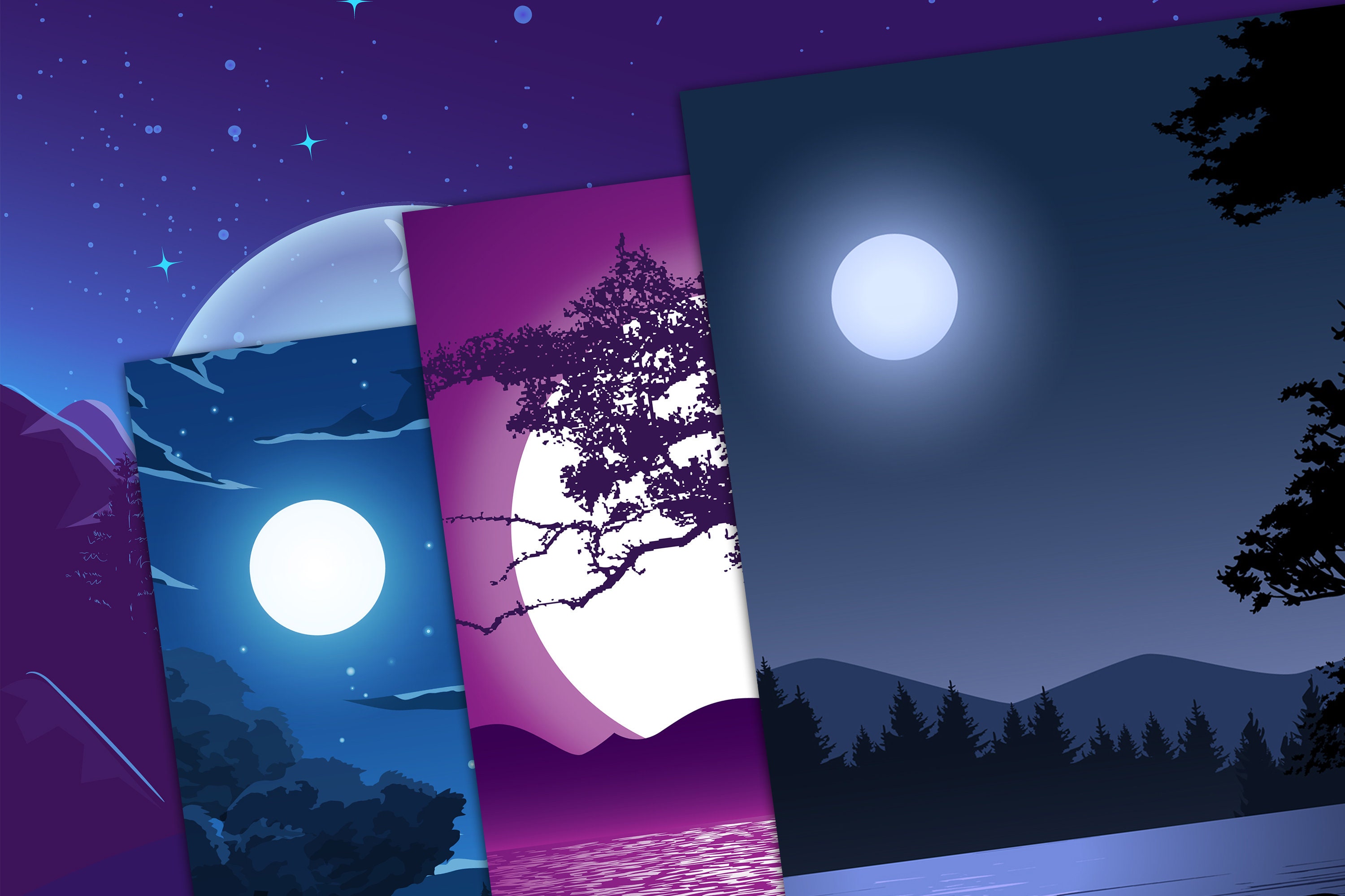 Moonlit Background, Moon Night Background, Moon Night Wallpaper, Night ...