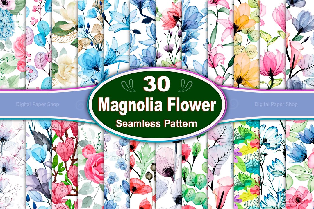 Magnolia Flower Seamless Pattern, Magnolia Flower Pattern, Magnolia ...