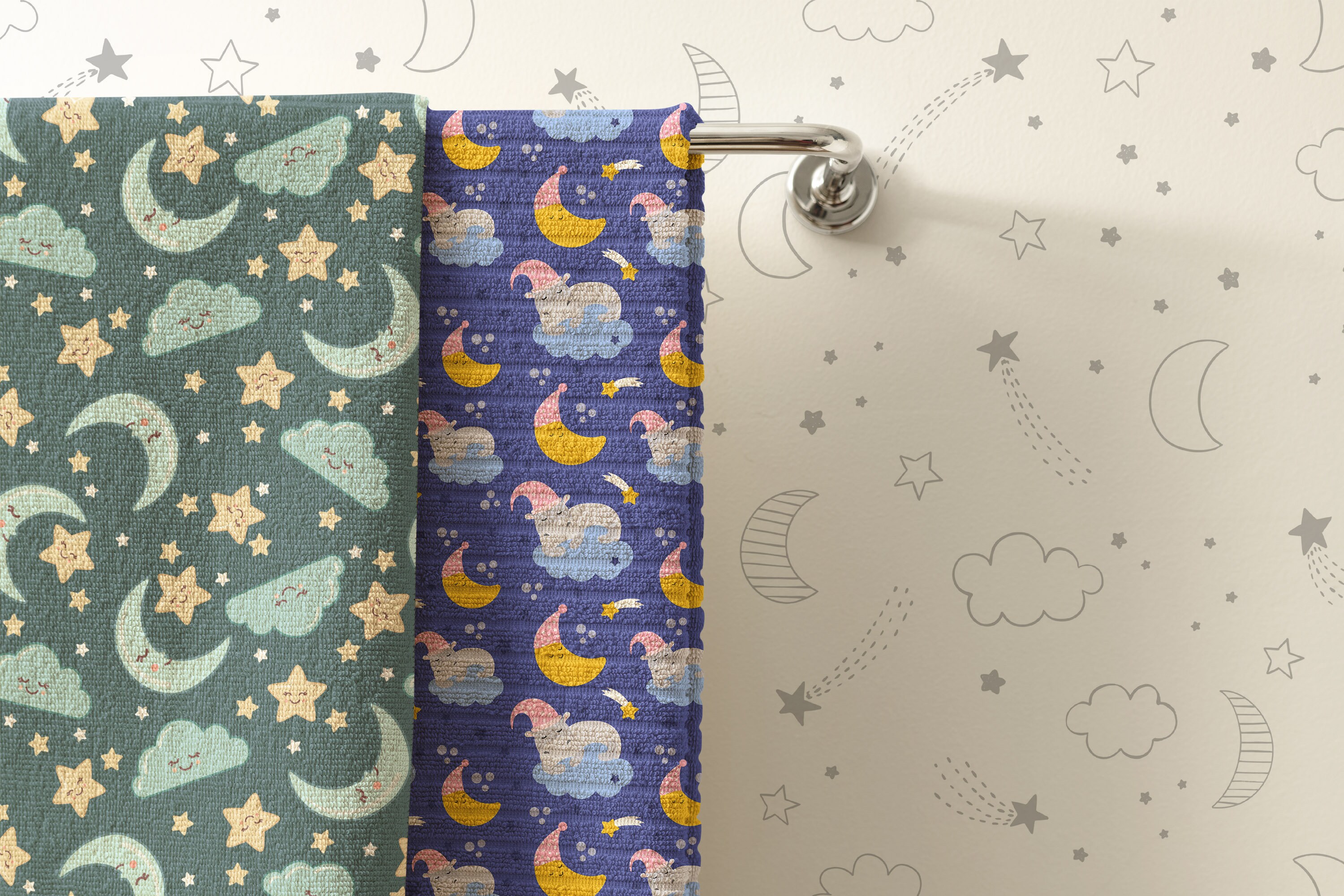 Kawaii Moon Pattern, Moon Seamless Pattern, Moon Pattern, Moon Digital ...