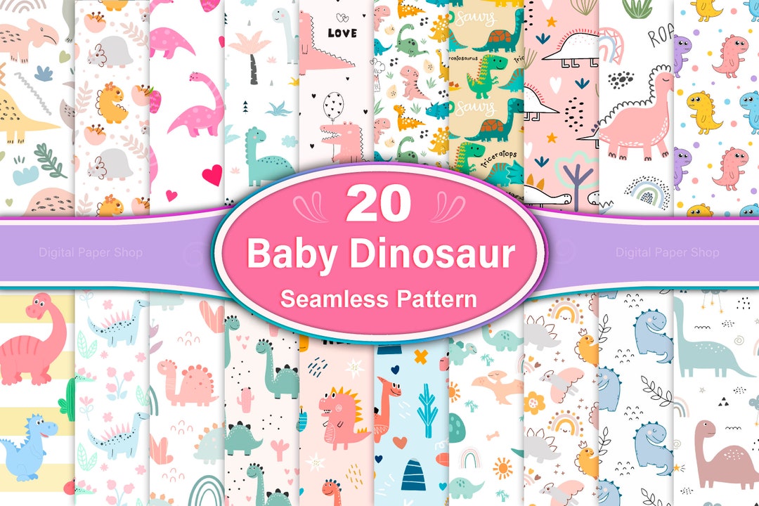 Baby Dinosaur Seamless Pattern, Cute Dinosaur Pattern, Baby Dinosaur ...