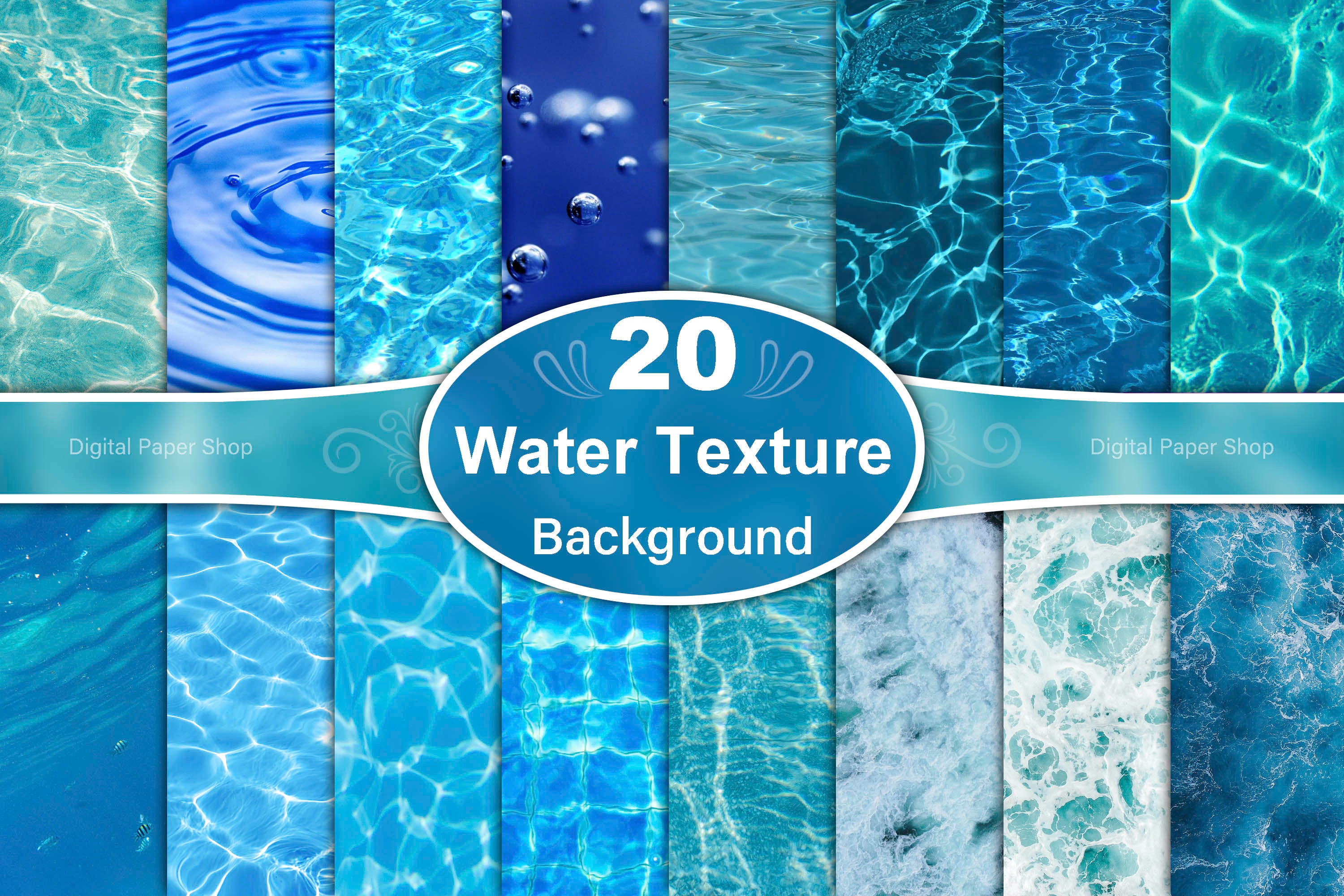 Water Texture Background, Pool Water Digital Paper, Swimming Pool Water ...