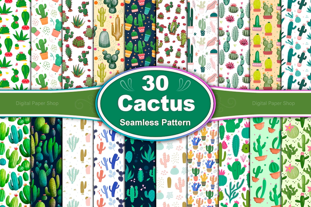 Cactus Seamless Pattern, Cactus Pattern, Cactus Digital Papers, Plants ...