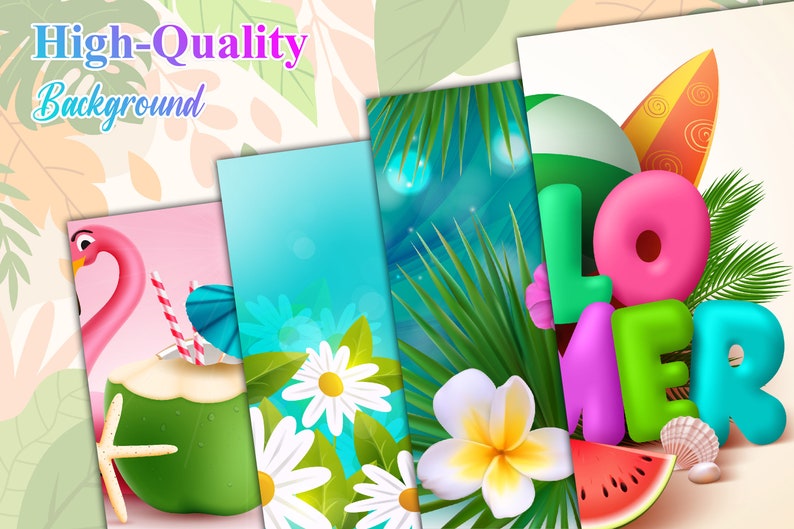 Summer Background, Summer Digital Paper, Summer Beach, Summer Banner ...