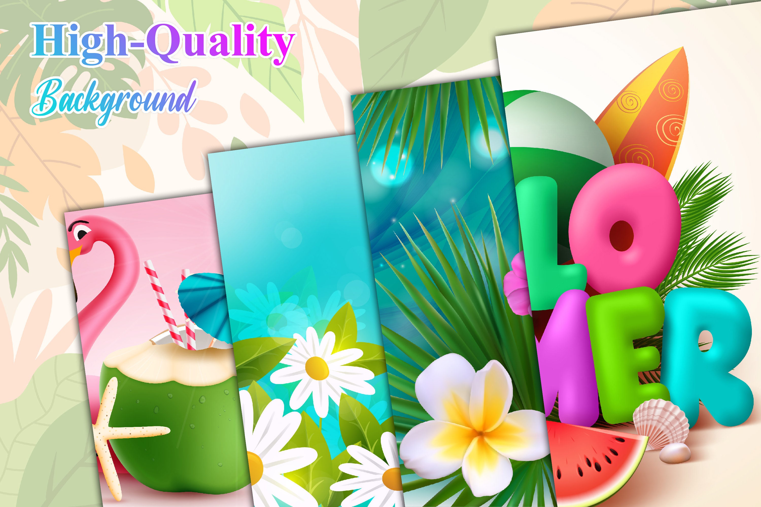 Summer Background, Summer Digital Paper, Summer Beach, Summer Banner ...