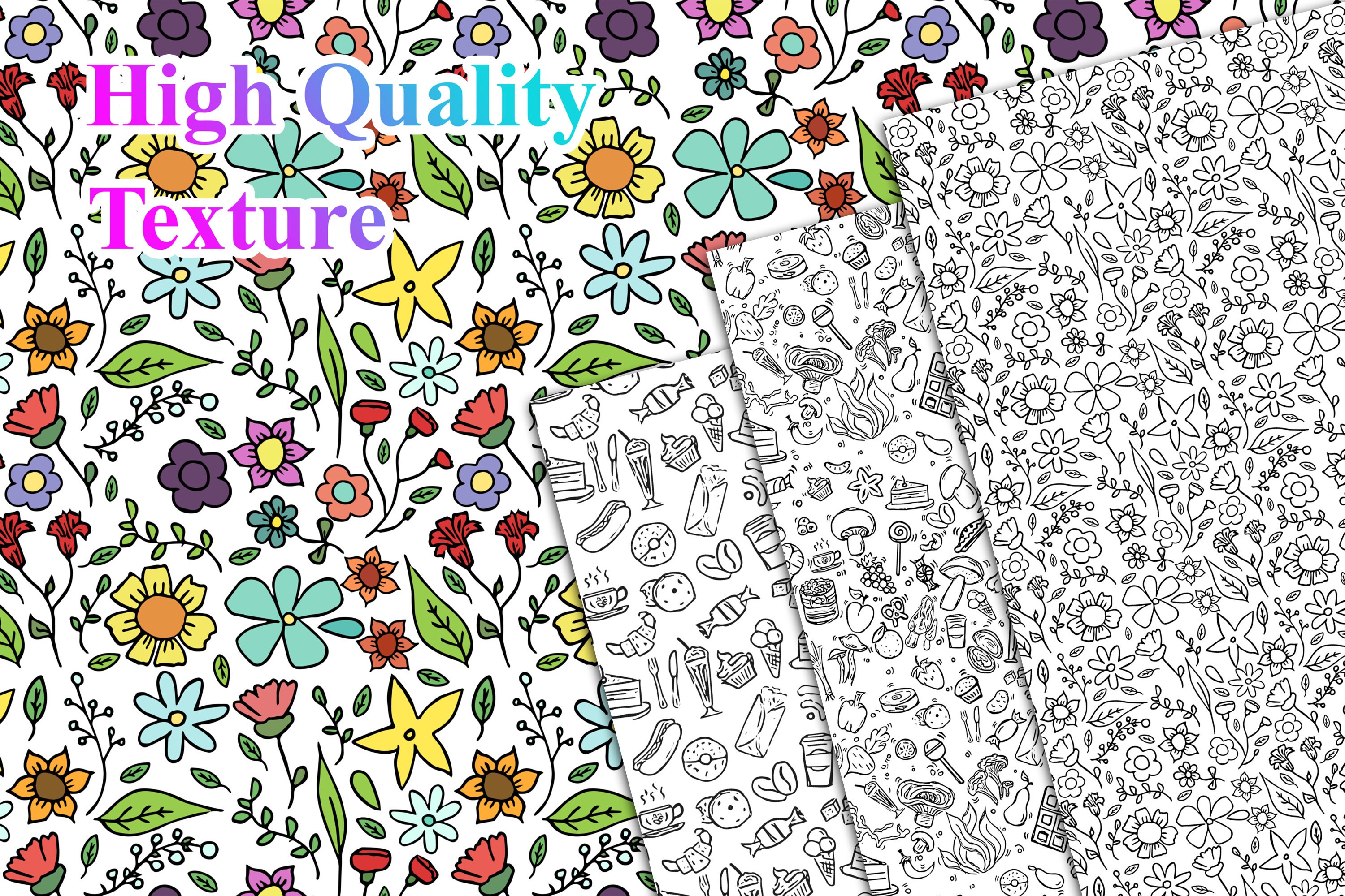 Doodle Seamless Pattern: 30 Hand Drawn Digital Papers (JPG Files) - Etsy