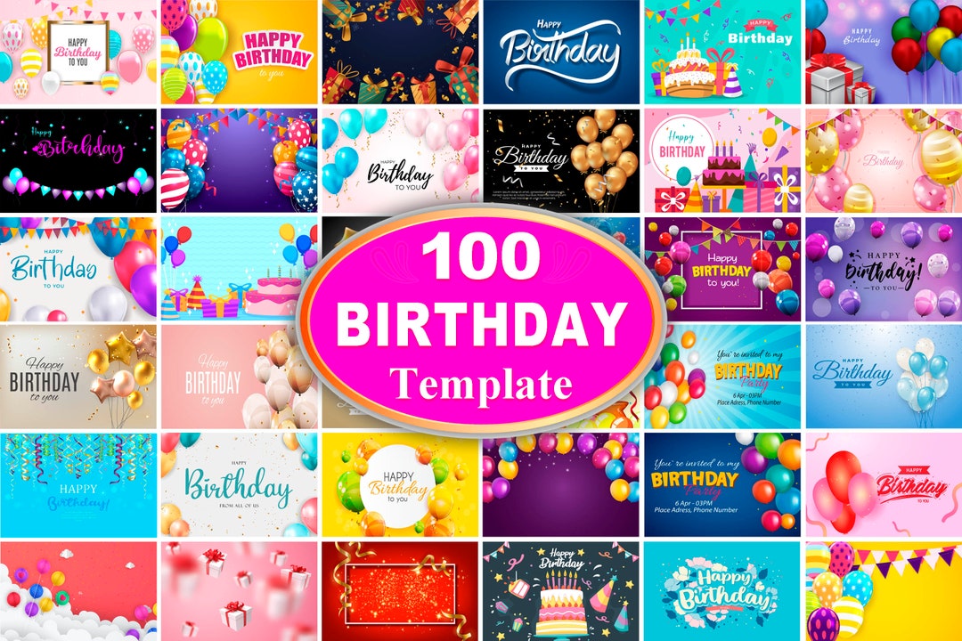 Birthday Template Bundle: 100 Backgrounds, Banners (digital Paper) - Etsy