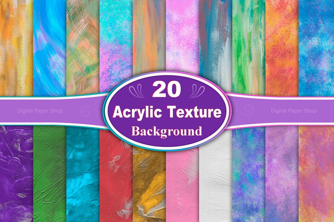 Abstract Acrylic Texture Backgrounds: 20 Painted Digital Papers (JPG ...
