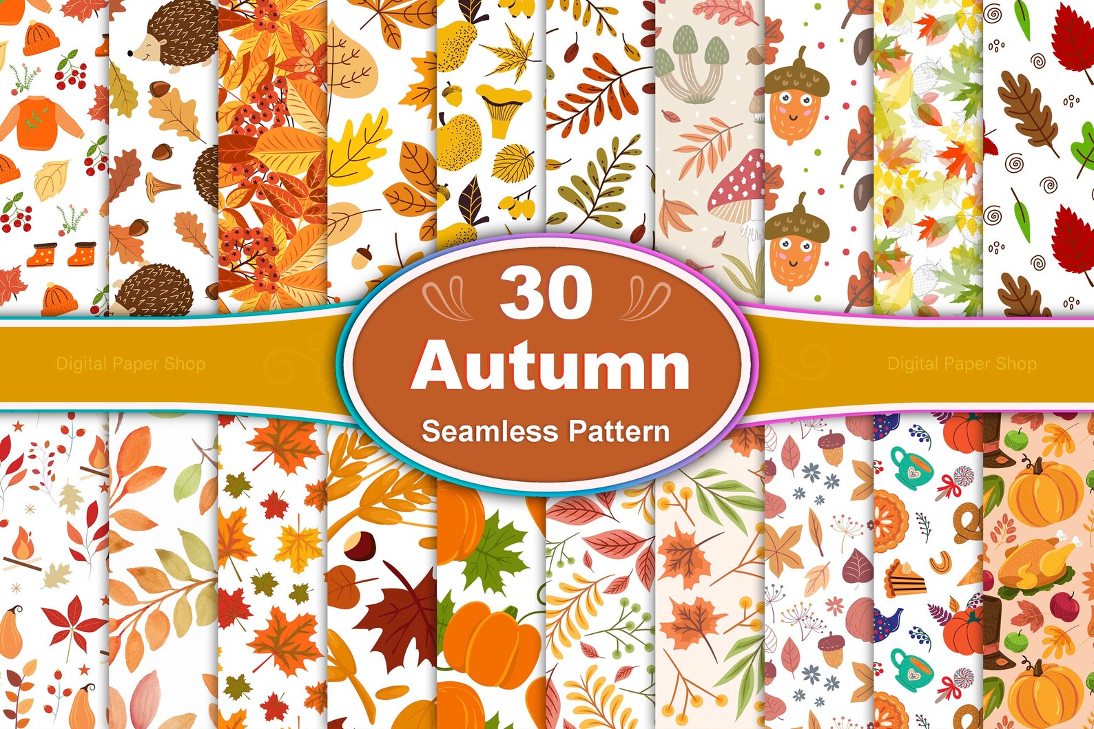 Autumn Seamless Pattern, Autumn Pattern, Autumn Digital Papers, Autumn ...